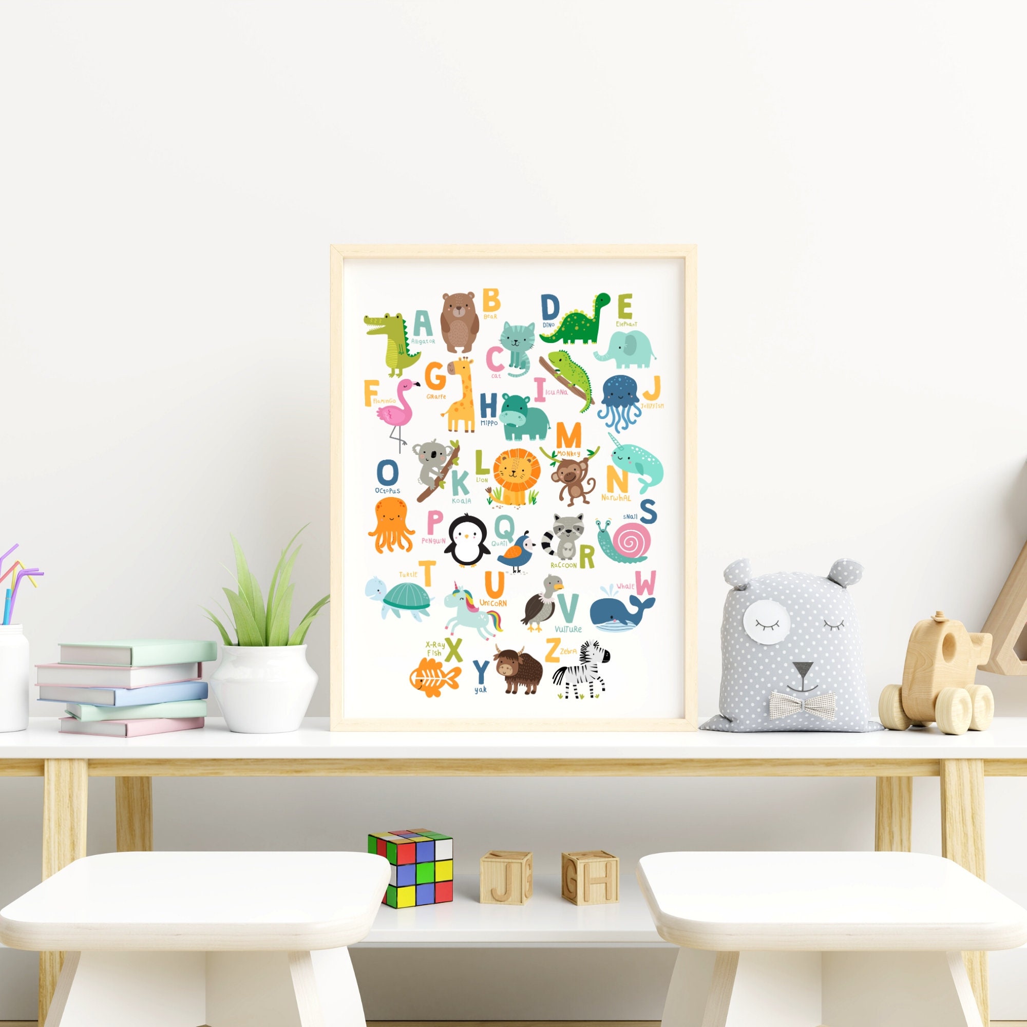 Animal Alphabet Learning Print, ABC School Digital Print, Animal Wall ...