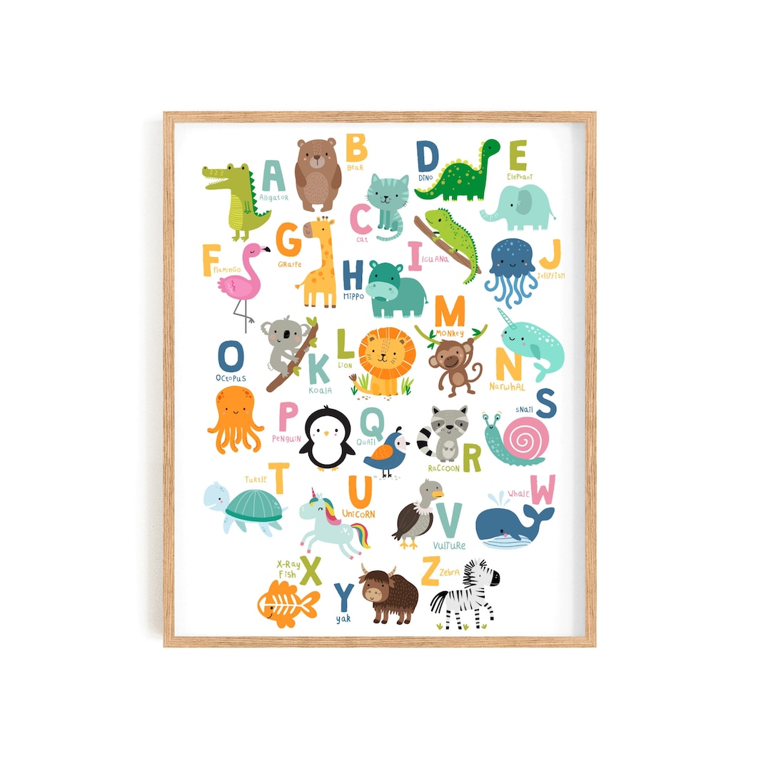 Animal Alphabet Learning Print, ABC School Digital Print, Animal Wall ...
