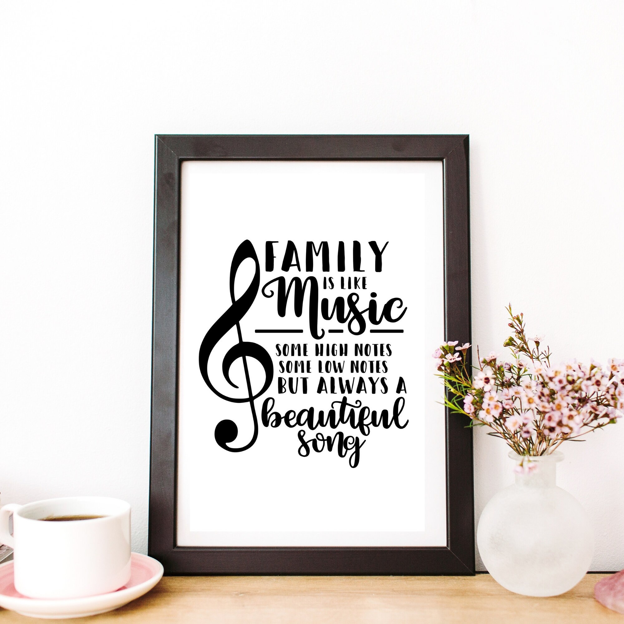 Home Family Quote Art, Family is Like Music Digital Print, Motivational ...