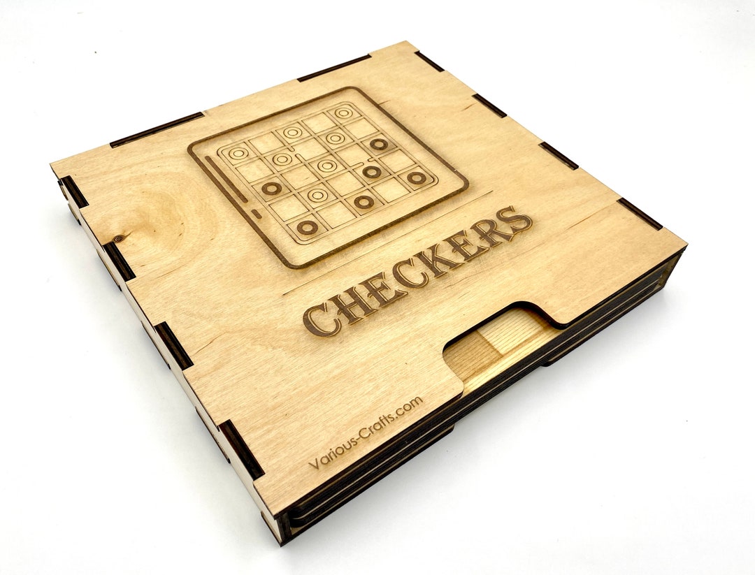 Brand New Handmade Checker Set Solid Baltic Wood Board Laser Engraved ...