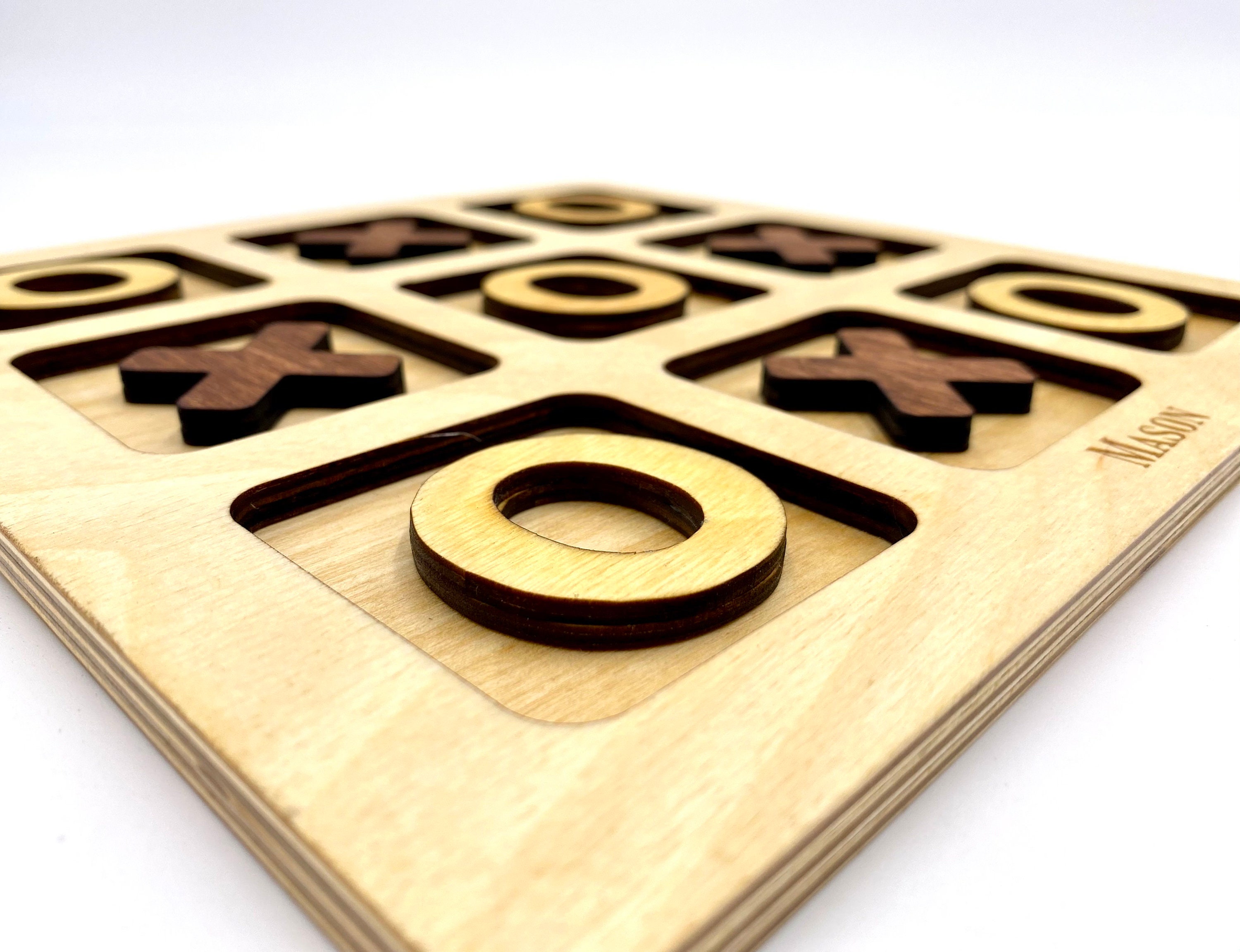 Handcrafted Wooden Game Set Chess Checkers Tic Tac Toe Snakes and ...