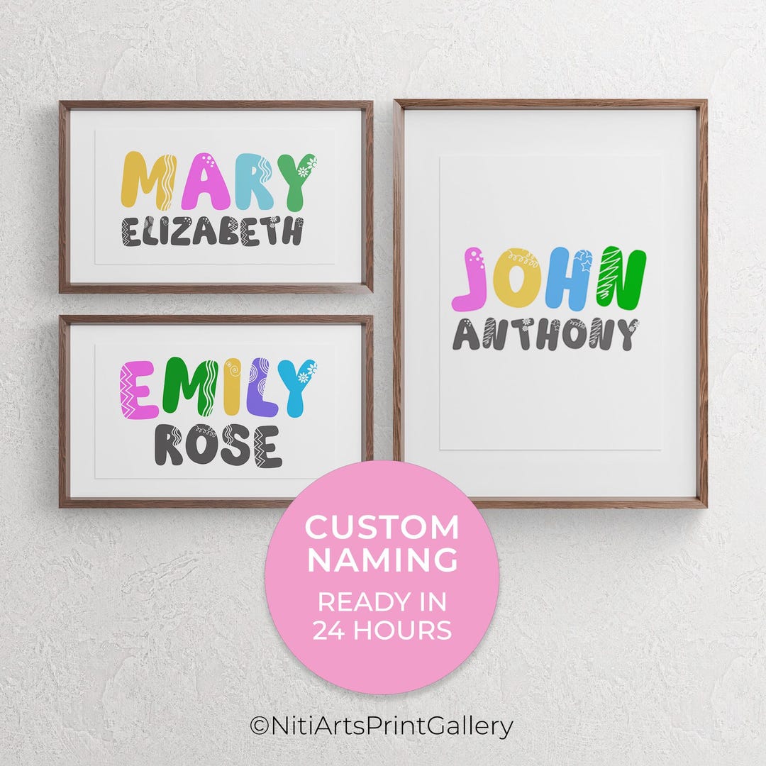 Custom Decorative Name Print, Printable Wall Art, Nursery Wall Decor ...