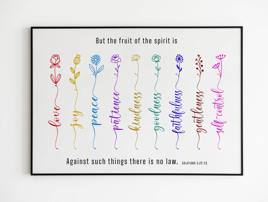 Fruit of the Spirit, Bible Verse Poster, Devotion Wall Print, Galatians ...