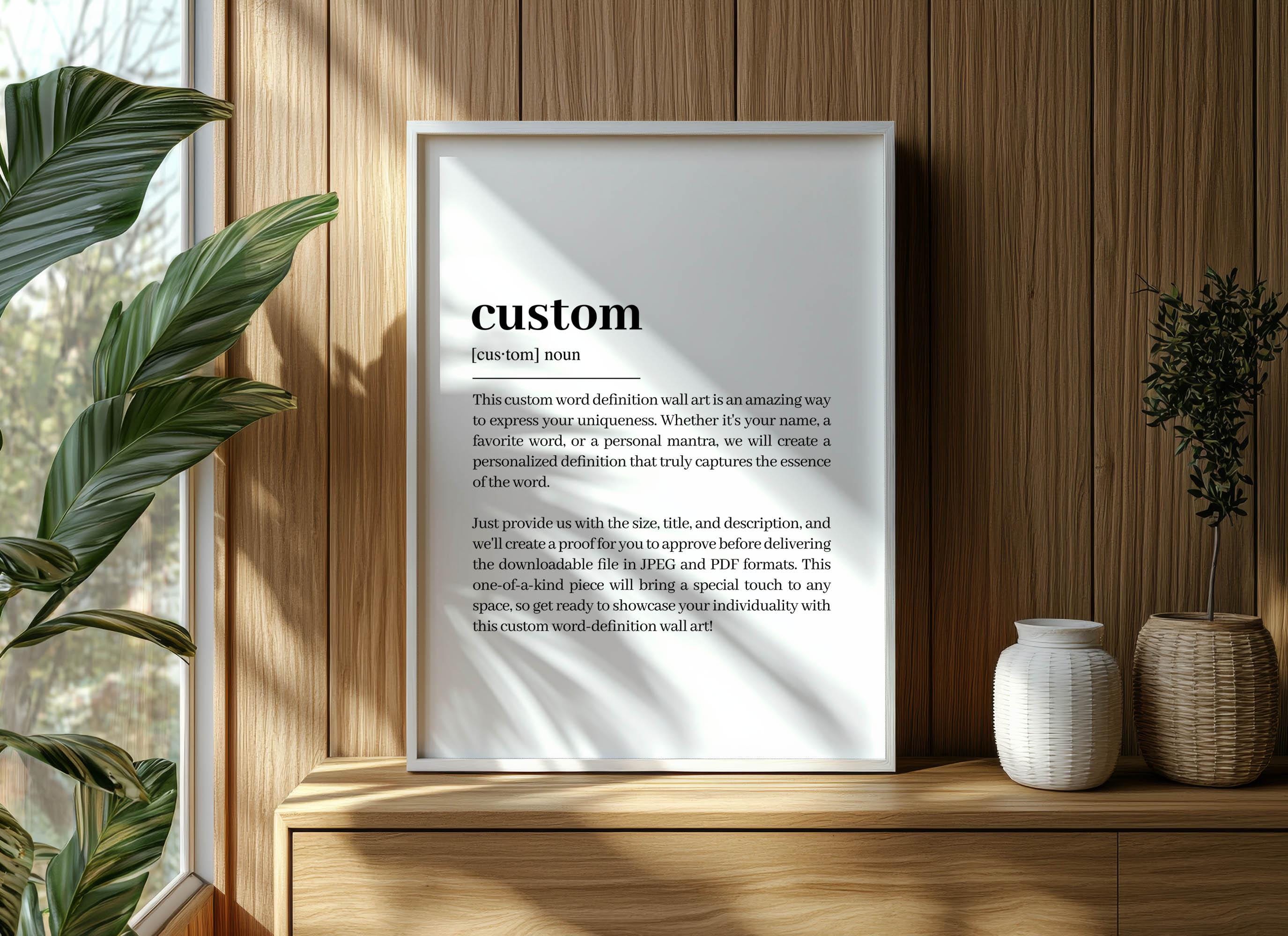 Custom Word Definition Print, Personalized Wall Art (digital Download ...