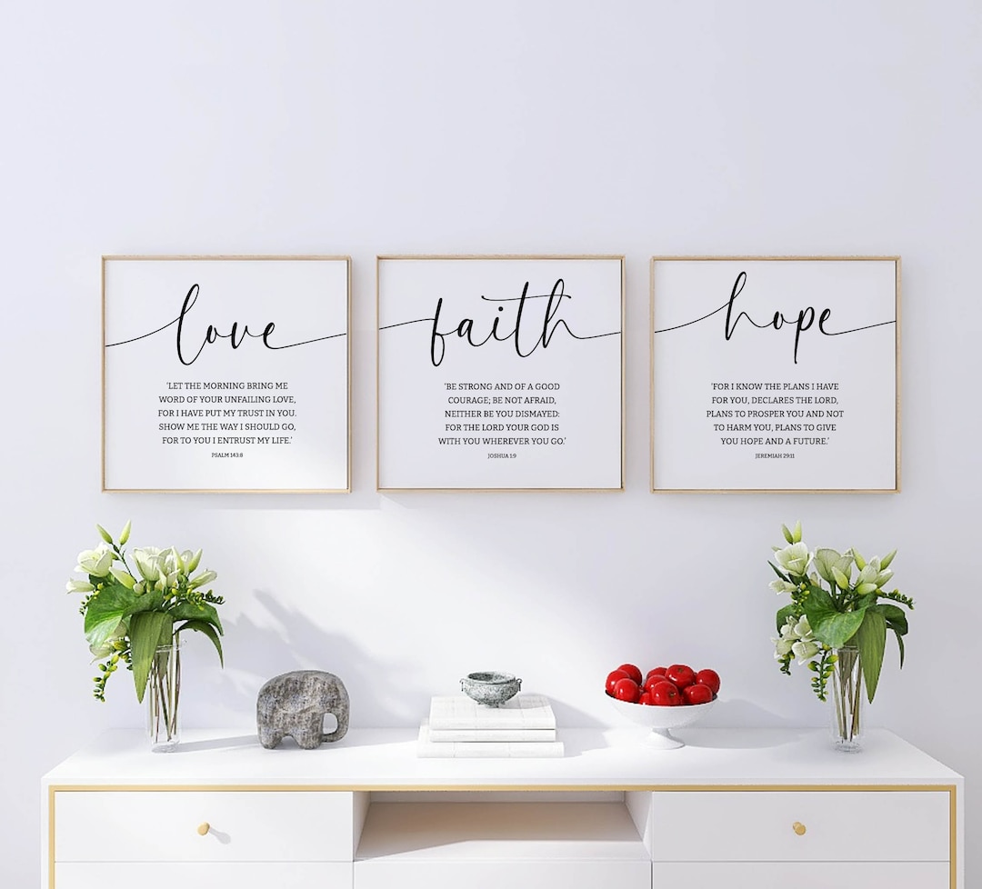 Bible Verse Wall Art Set, Love Faith Hope Prints (digital Download) - Etsy