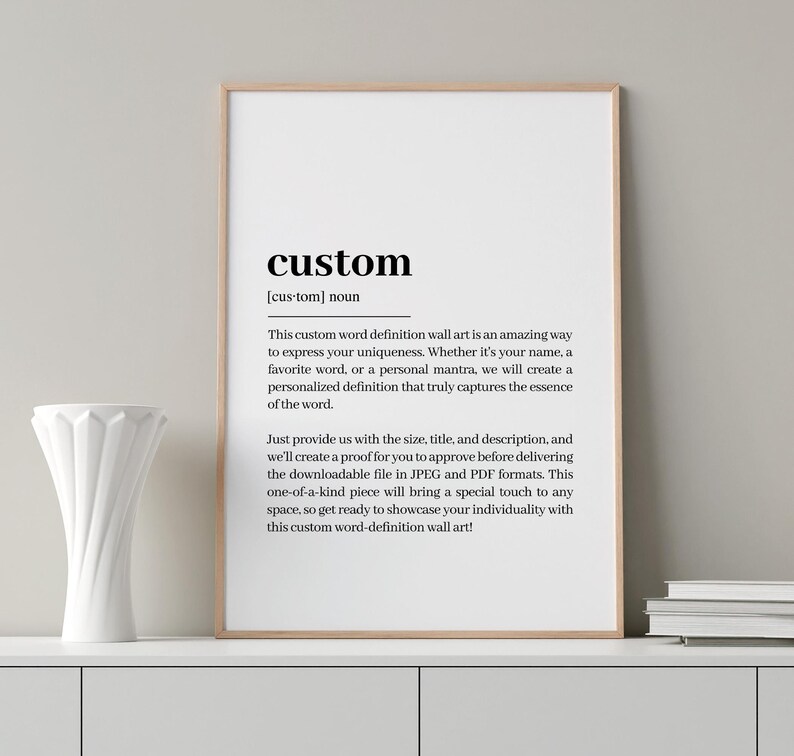 Custom Word Definition Print, Personalized Wall Art (digital Download ...