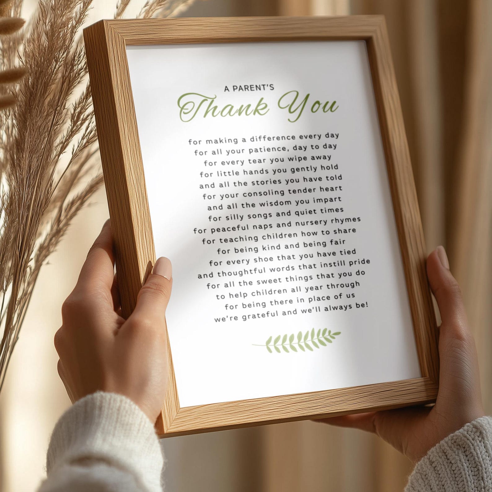 Parent Thank You Gift, Thank You Gift Printable, Wall Art Poem, Parent ...