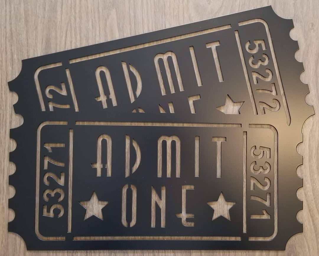 Admit One Movie Ticket Metal Wall Art: Home Theater Decor - Etsy