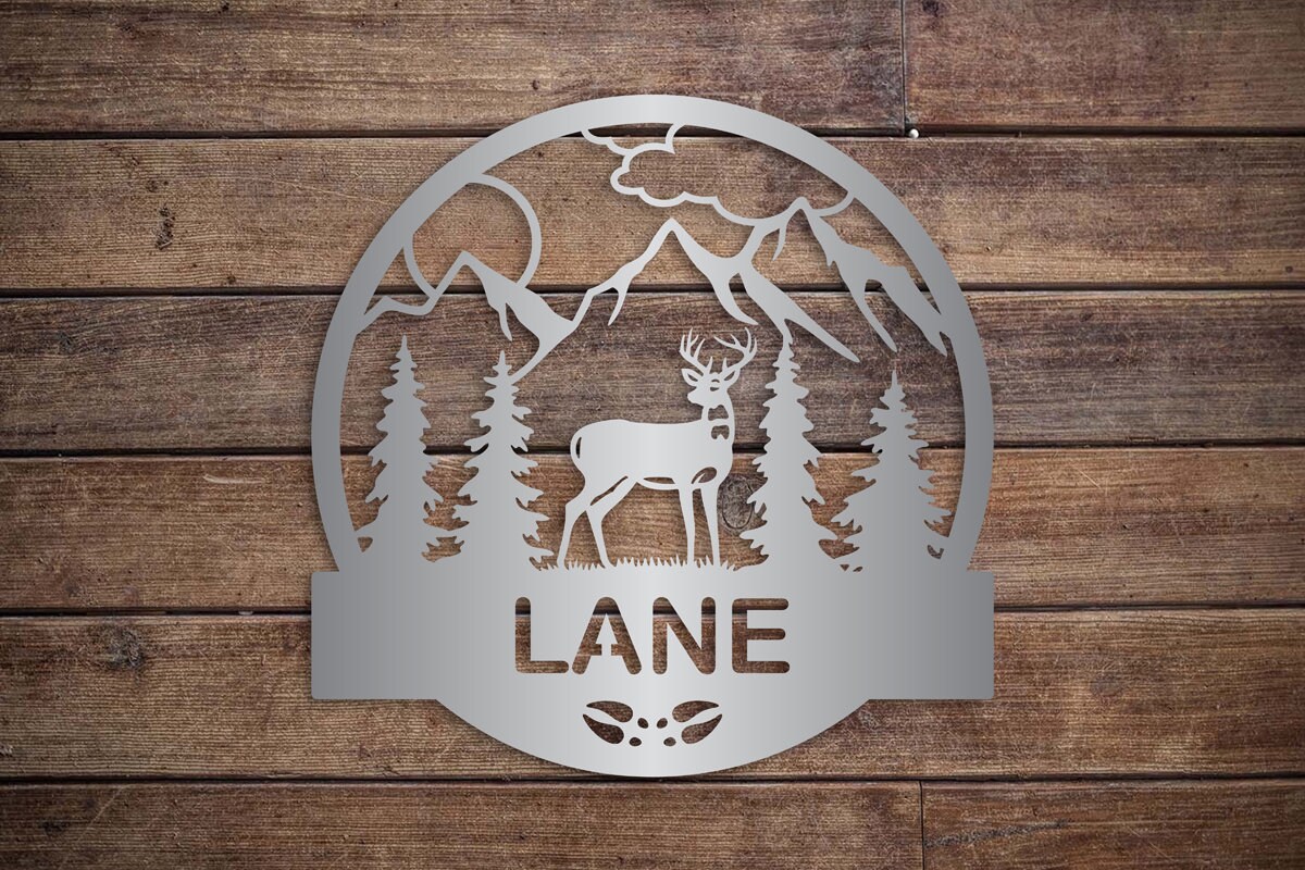 Deer Forest Mountains Metal Sign-Wall Decor-Patio Outdoor | Etsy