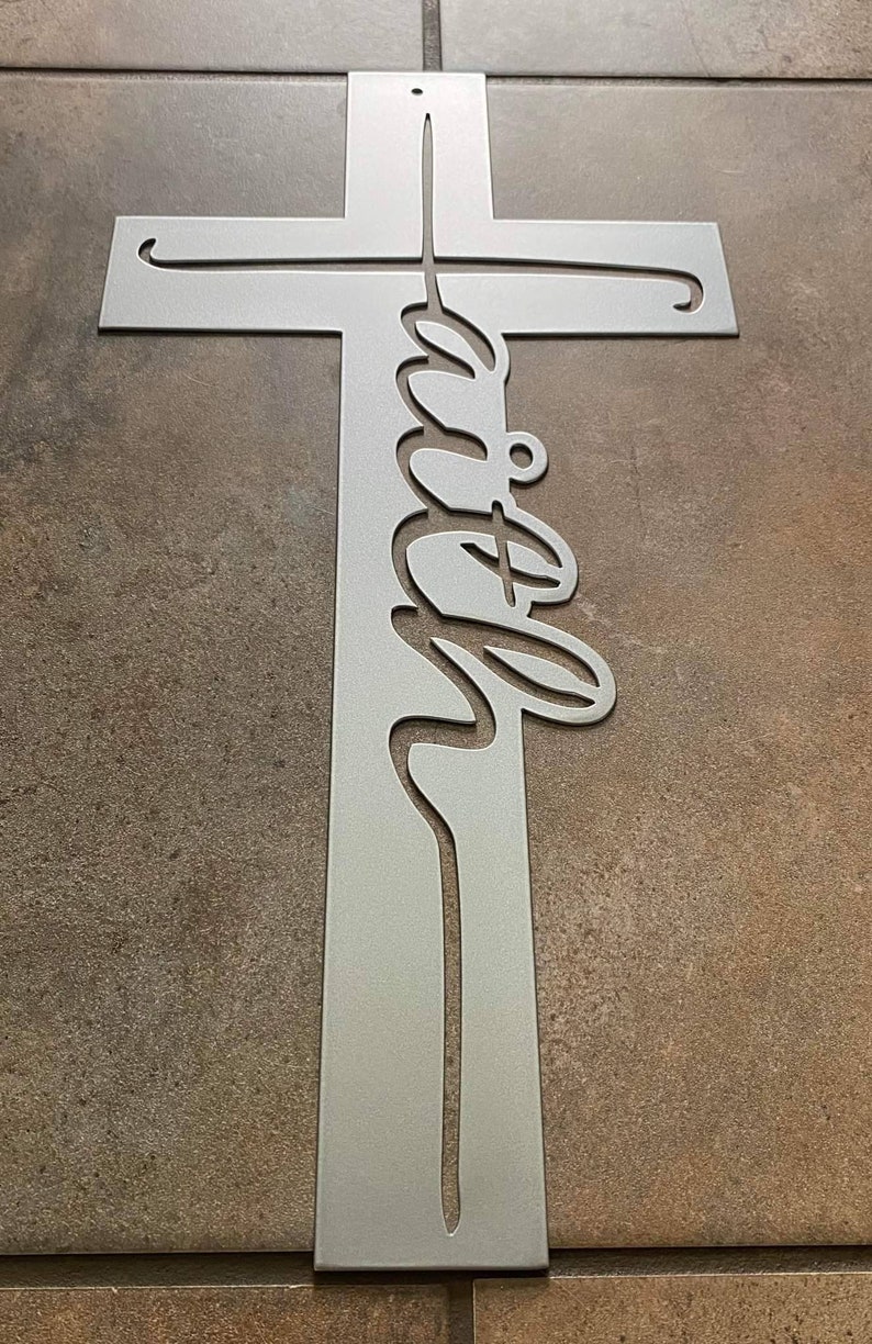 FAITH Cross Metal Wall Hanging FAITH Cross Metal Sign Door - Etsy