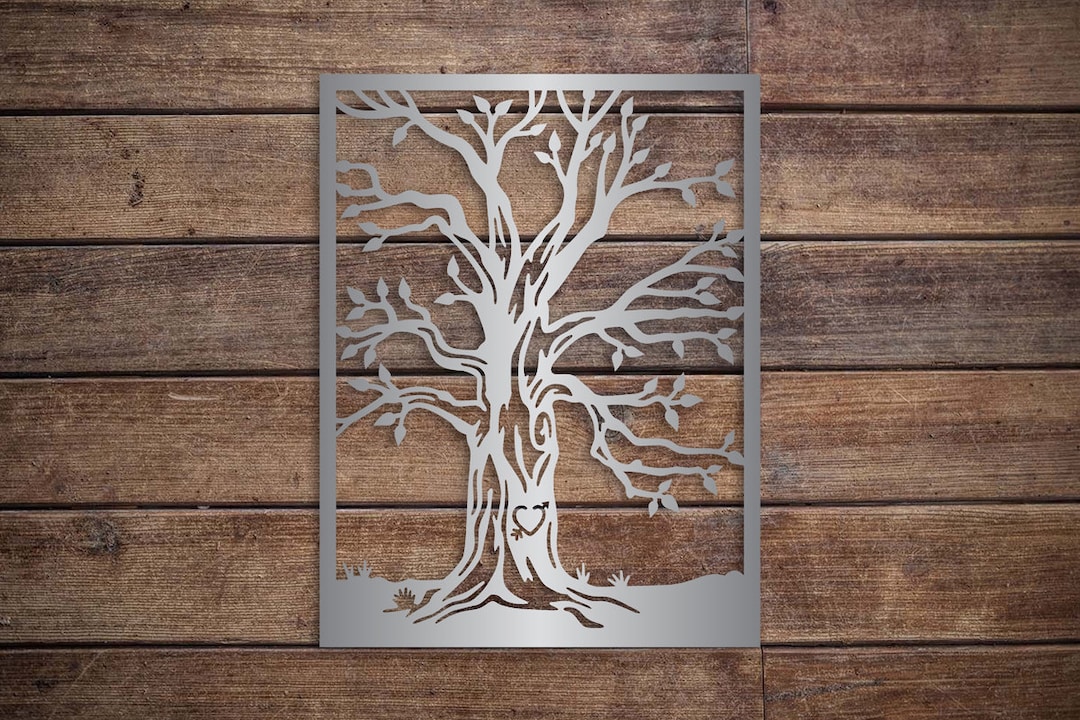 Framed Tree Metal Wall Art: Rustic Home Decor - Etsy