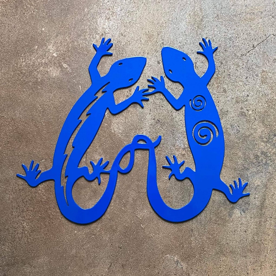 Two Lizard Metal Wall Art: Powder Coated Garden Decor - Etsy