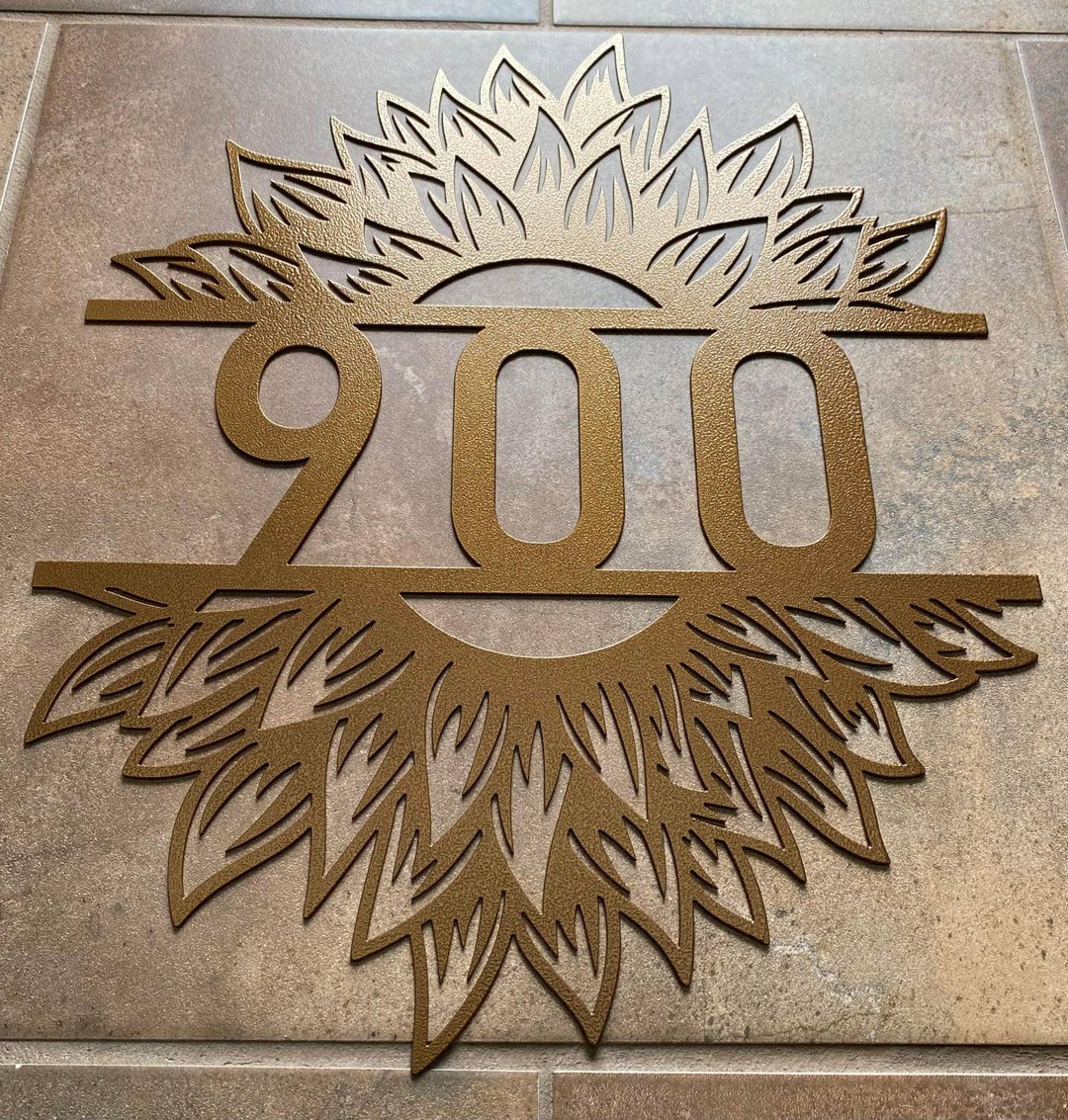 Sunflower Metal Address Sign, Metal House Numbers, Metal Plaque, Front ...