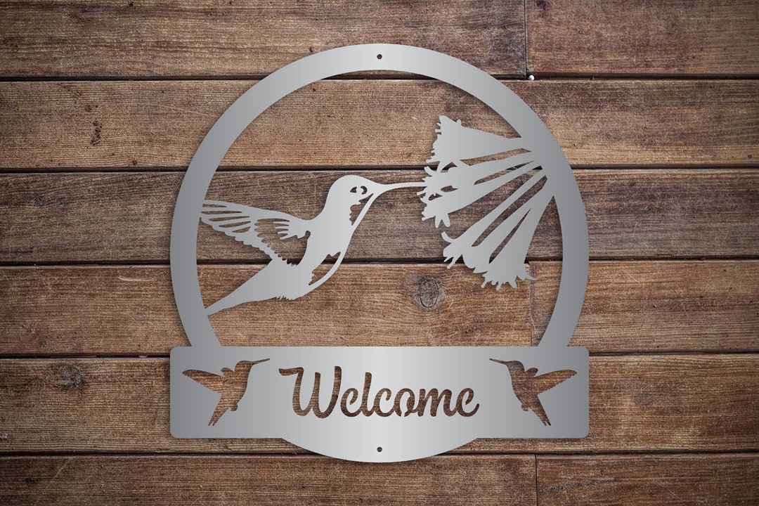 Hummingbird Welcome Metal Sign: Custom Address, Porch Decor - Etsy