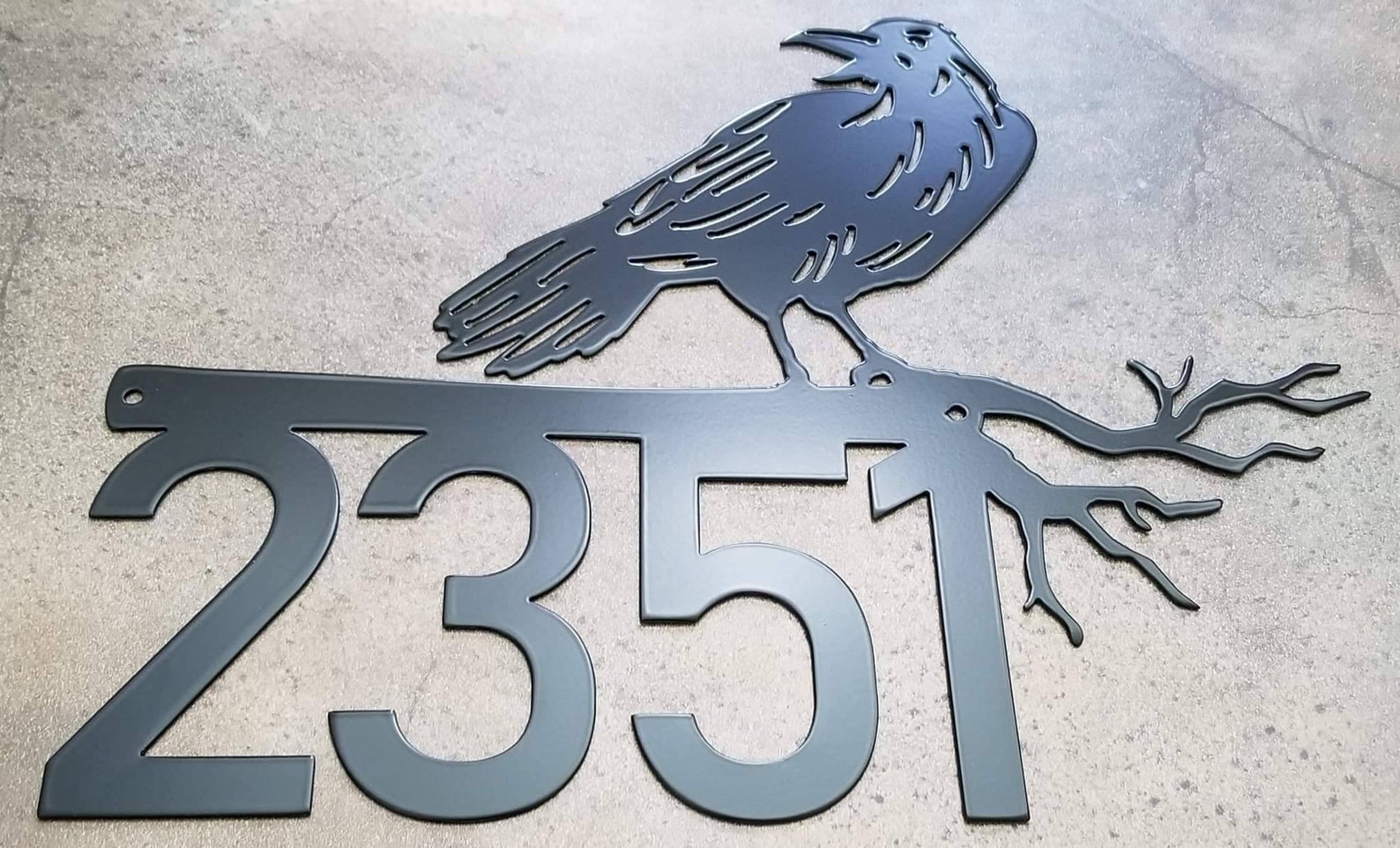 Crow Metal Address Sign Front Porch House Numbers Plaque - Etsy