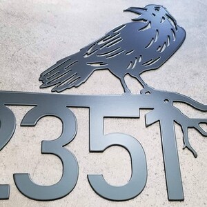 Crow Metal Address Sign, Front Porch House Numbers Plaque, Crow and ...