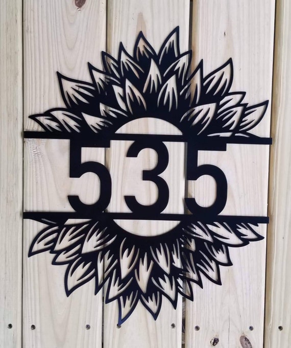 Sunflower Metal Address Sign Metal House Numbers Metal | Etsy