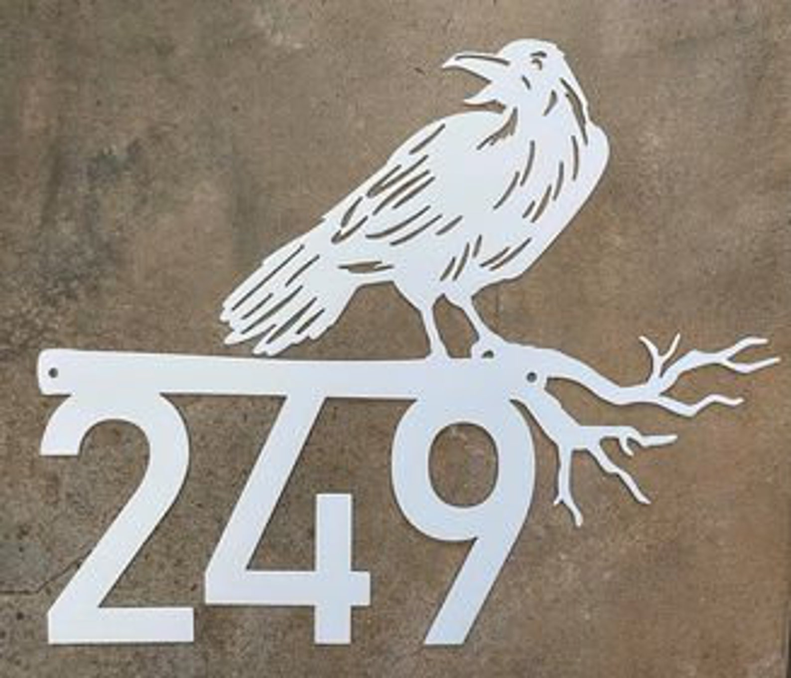 Crow Metal Address Sign Front Porch House Numbers Plaque - Etsy