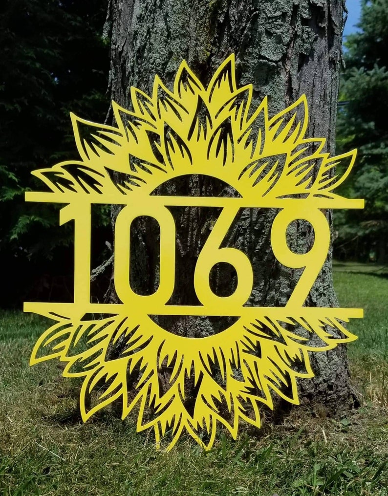 Sunflower Metal Address Sign Metal House Numbers Metal | Etsy