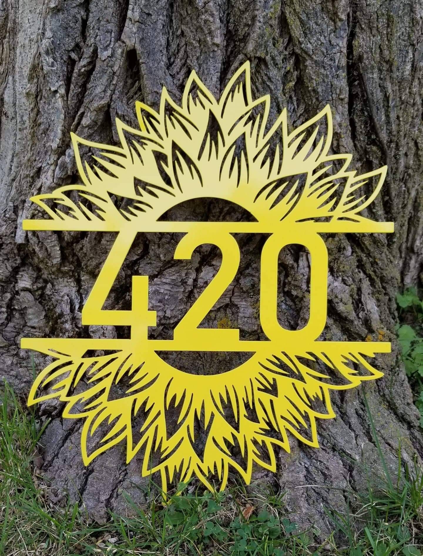 Sunflower Metal Address Sign Metal House Numbers Metal | Etsy