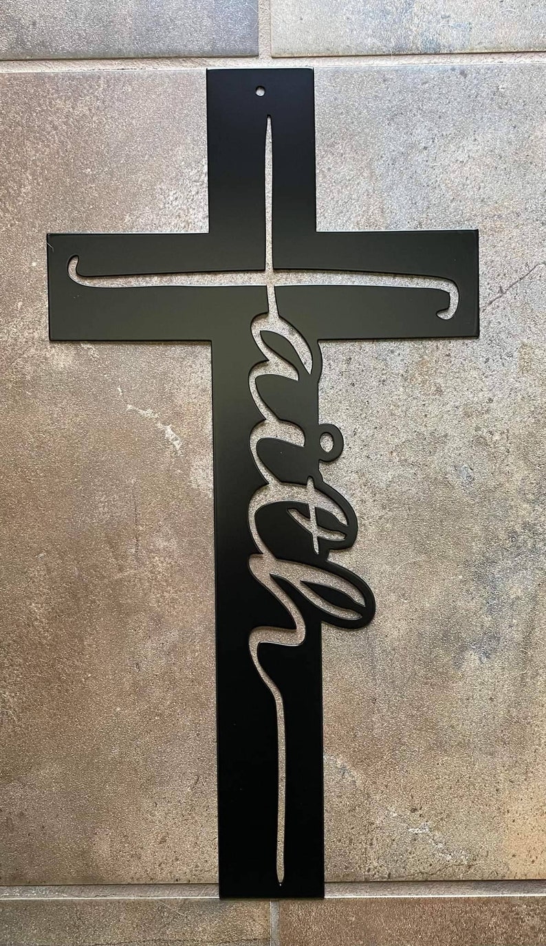 FAITH Cross Metal Wall Hanging FAITH Cross Metal Sign Door - Etsy