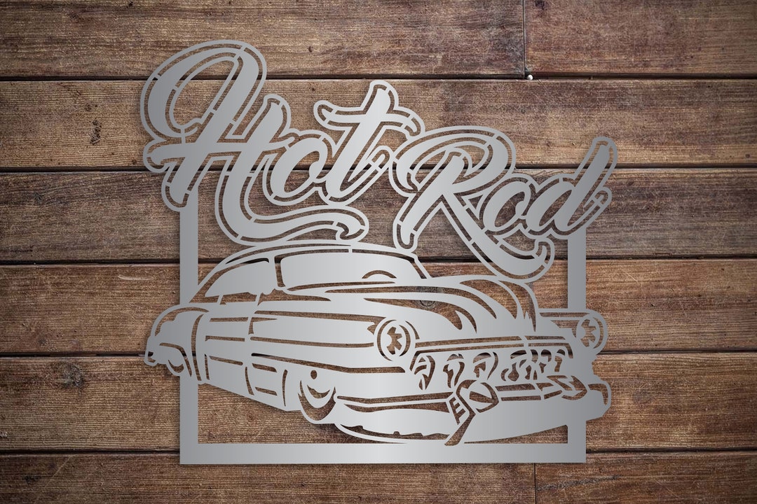 Hot Rod Dad's Garage With Cool Muscle Car - Man Cave Decor - Metal ...
