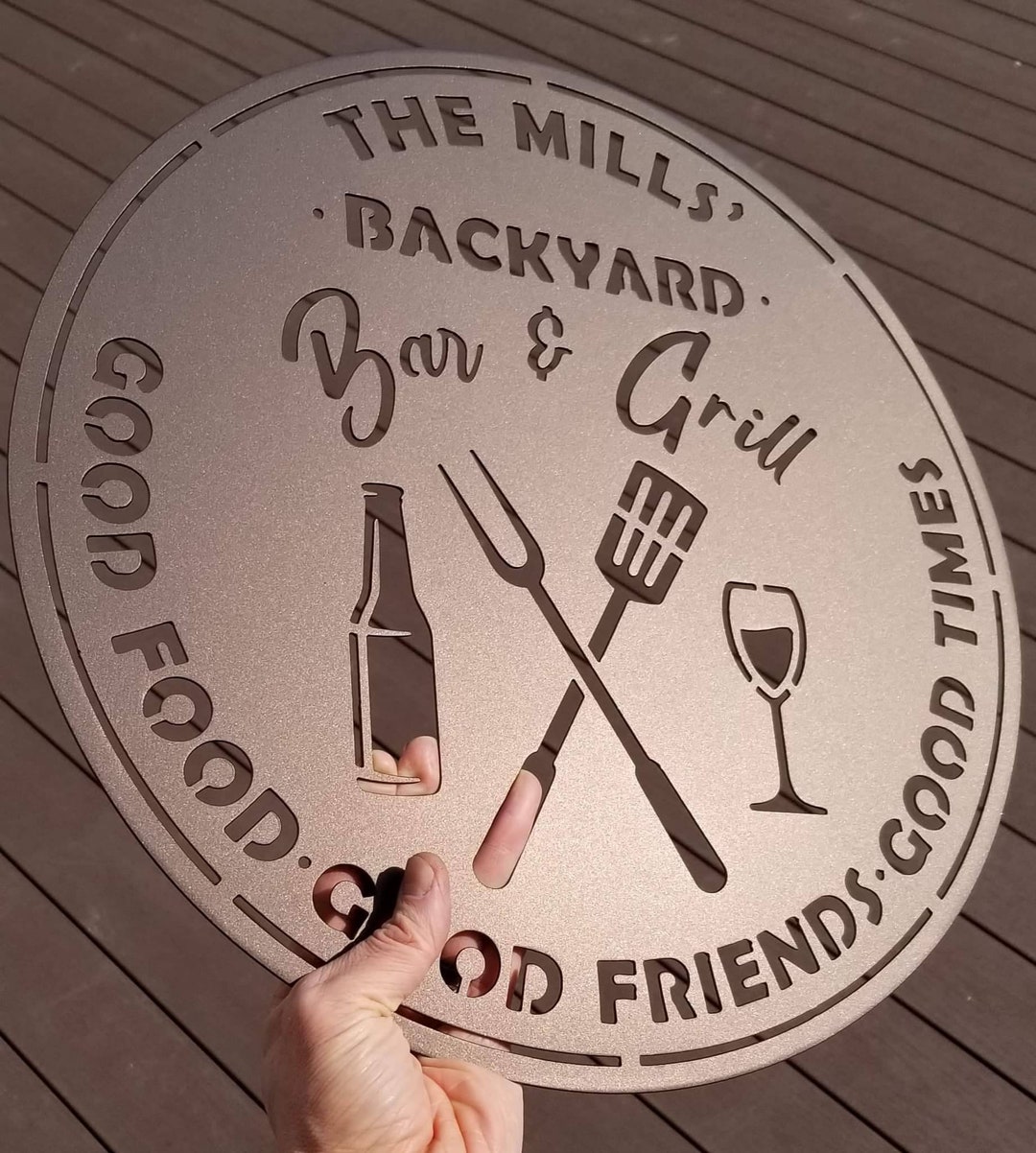 Personalized Backyard Bar & Grill Metal Sign - Custom Outdoor Decor - Etsy