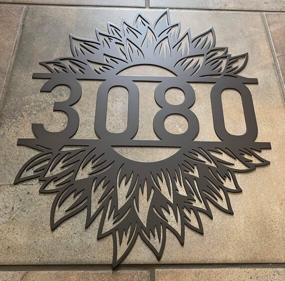 Sunflower Metal Address Sign Metal House Numbers Metal - Etsy