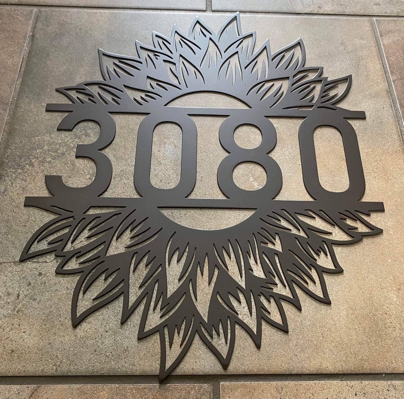 Sunflower Metal Address Sign Metal House Numbers Metal | Etsy