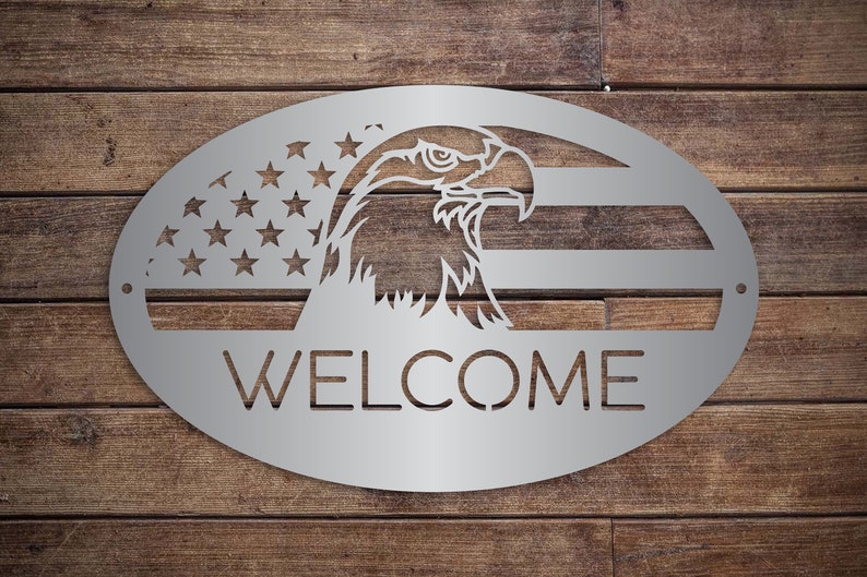 Personalized Eagle Address Sign: American Flag Metal House Number ...