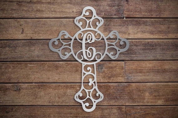 Custom Monogram Cross Metal Wall Hanging Personalized Cross | Etsy
