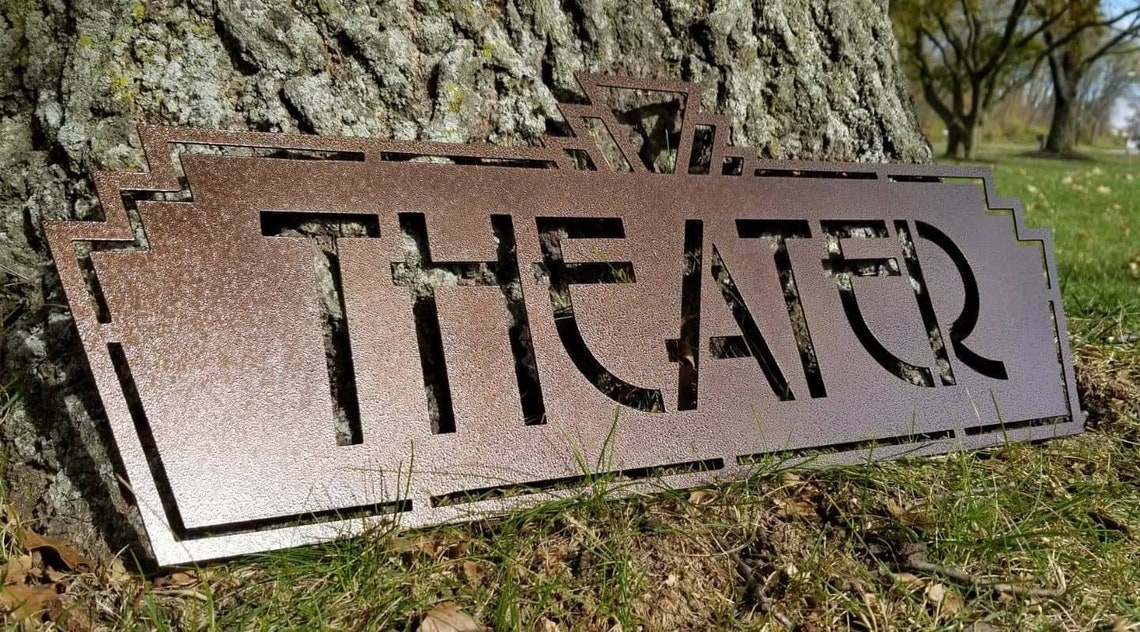 Retro Theater Metal Sign Home Theater Decor Movies at Home | Etsy