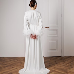 Bridal Robe With Detachable Feathers, Ostrich Feathers Robe, Getting ...