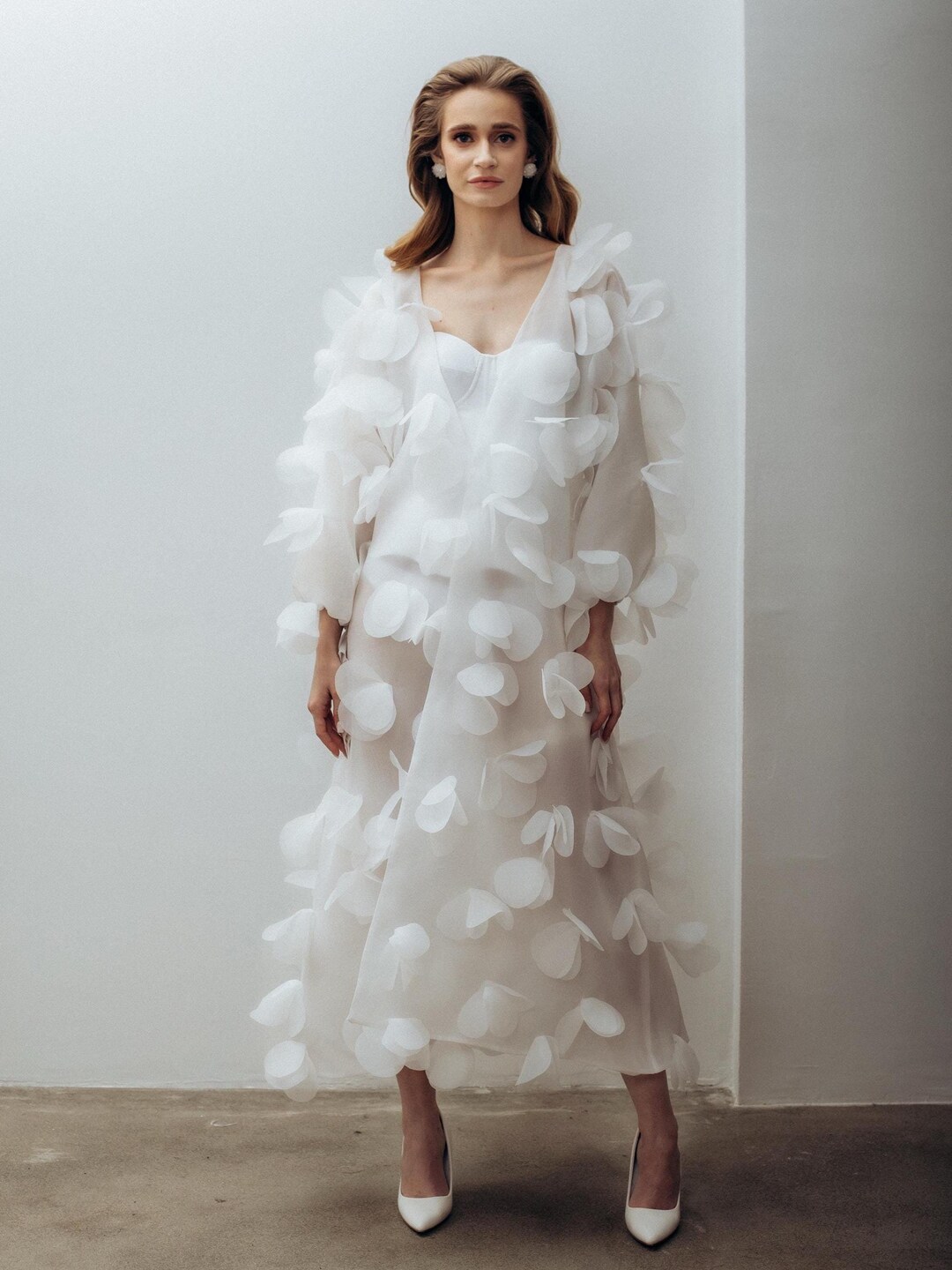 Floral Bridal Robe, Elegant Bridal Getting Ready Outfit,sheer Bridal ...