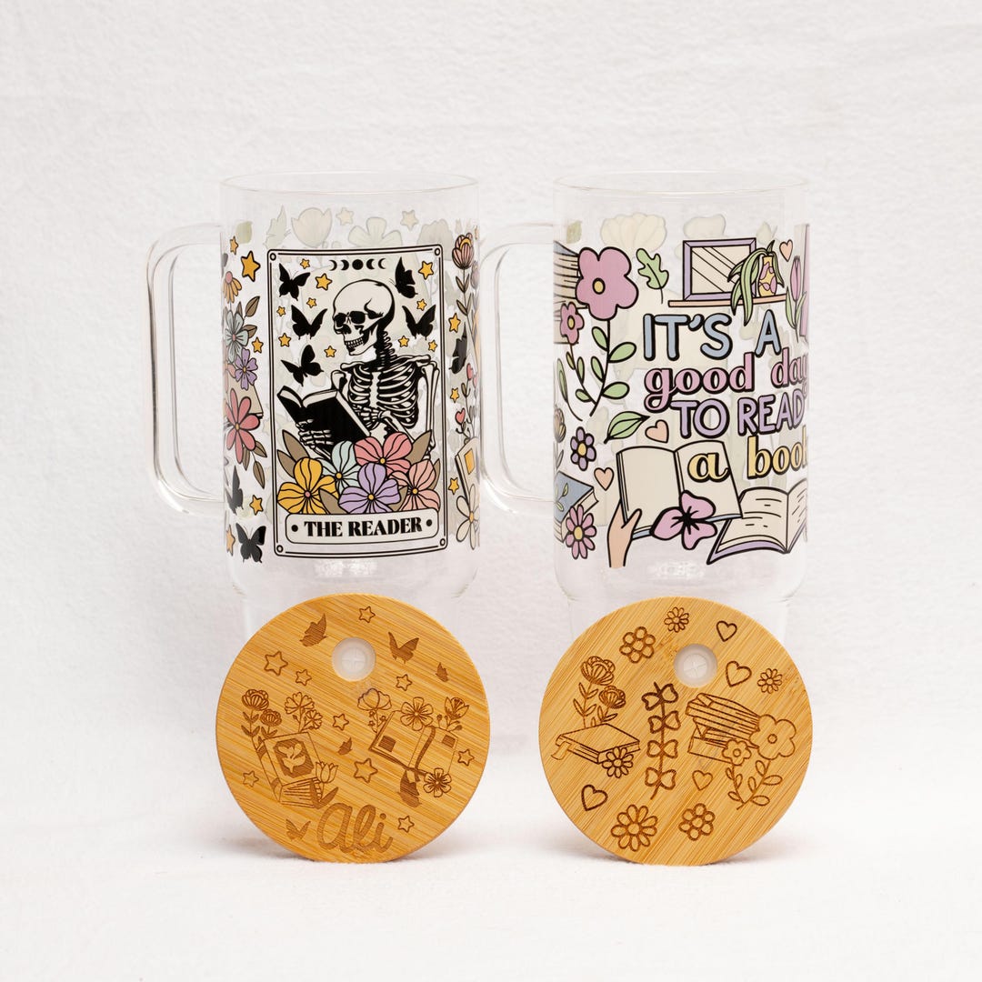 Bookish Reader 40oz Glass Tumblers, 40oz Glass Cups for Readers, the ...