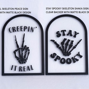Spooky Skeleton Acrylic Halloween Arch Signs, Retro Skull Halloween ...