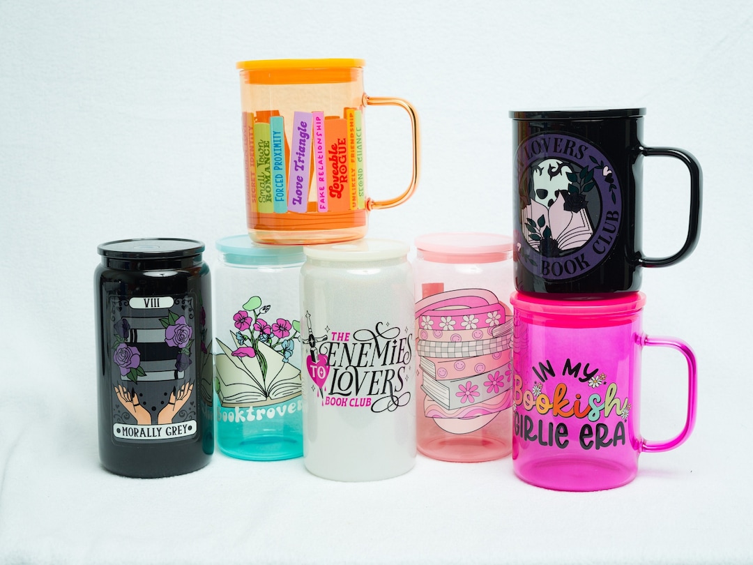 Bookish Glass Mug and Can Cups, Fantasy and Romance Book Cups, Smutty ...