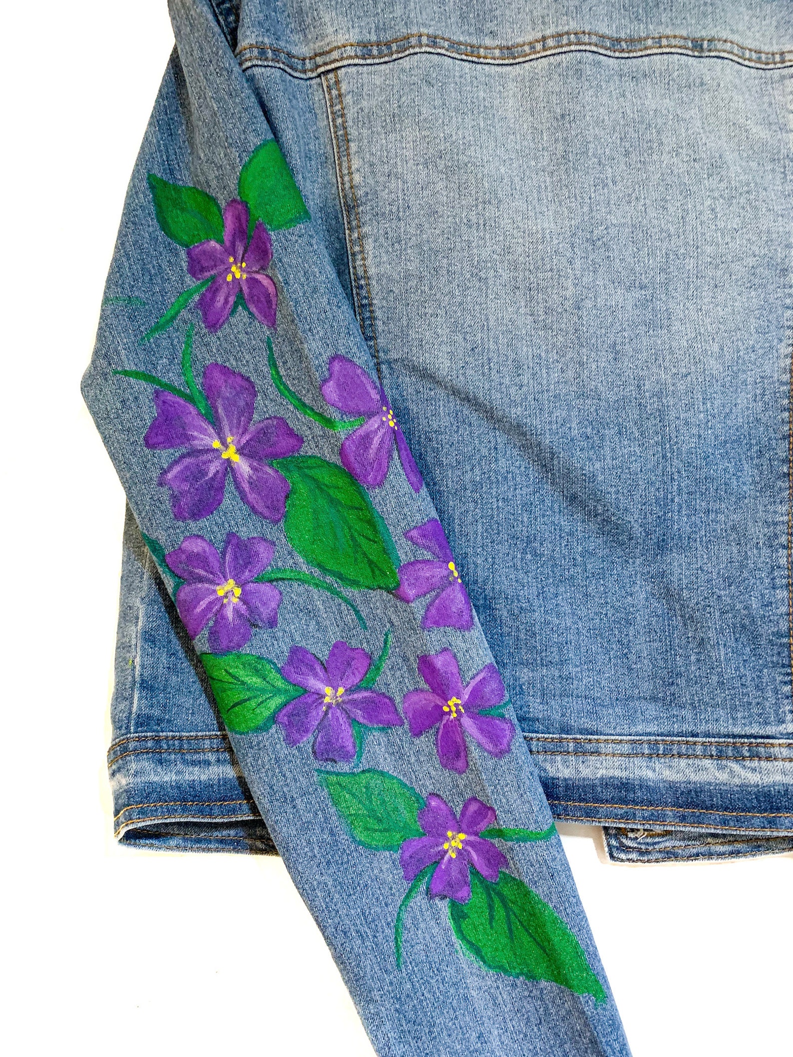 Hand Painted Floral Jean Jacket - Etsy
