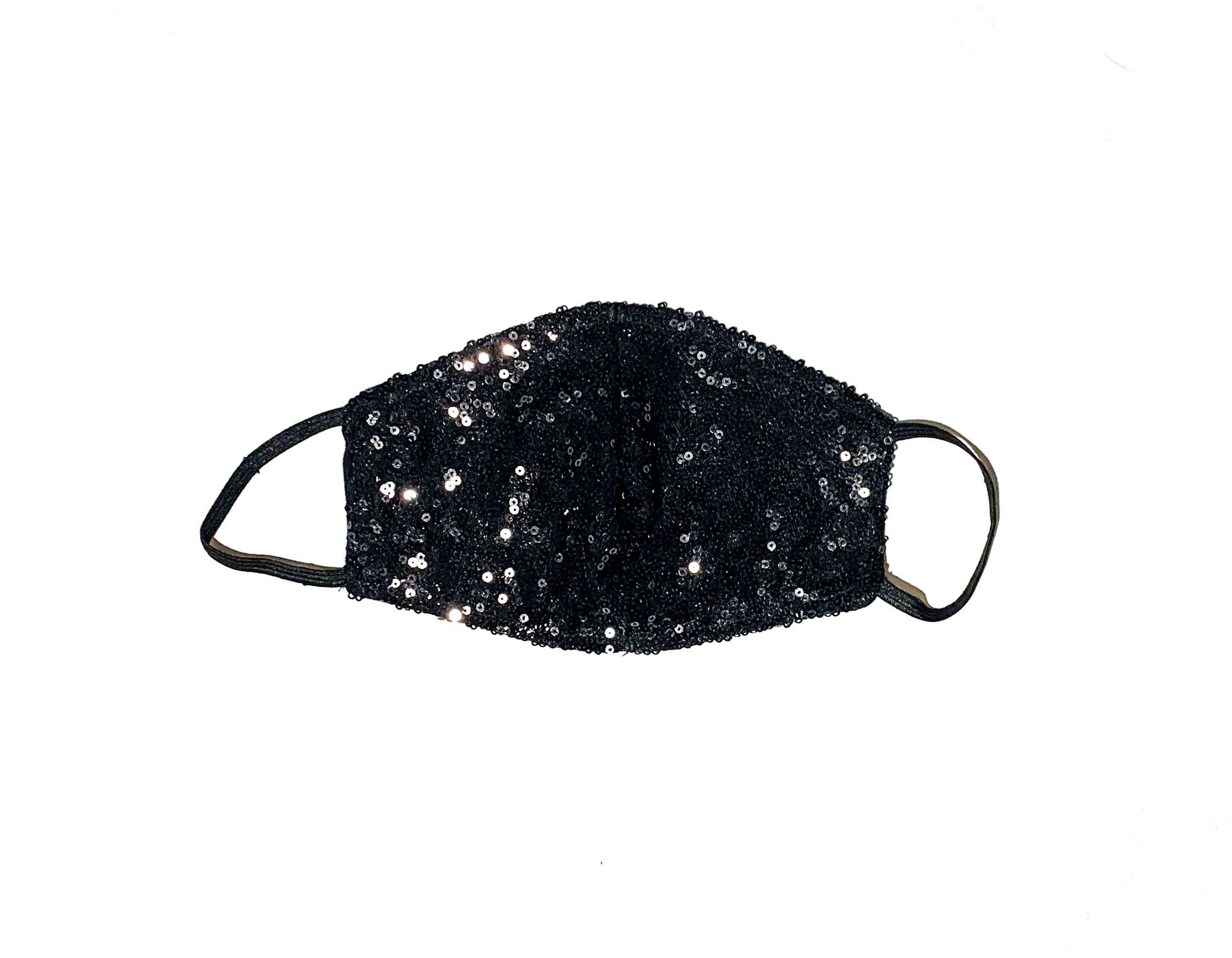 Black Sequin Face Mask - Etsy