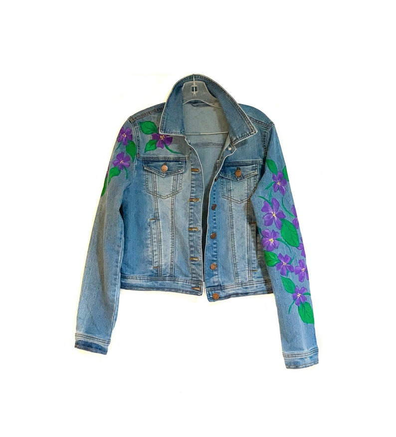 Hand Painted Floral Jean Jacket - Etsy