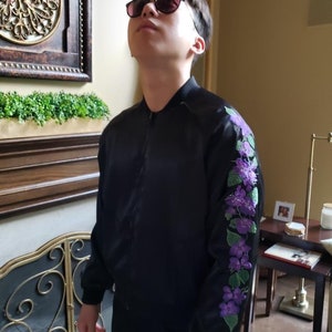 Violet Embroidered Reversible Bomber Jacket - Etsy