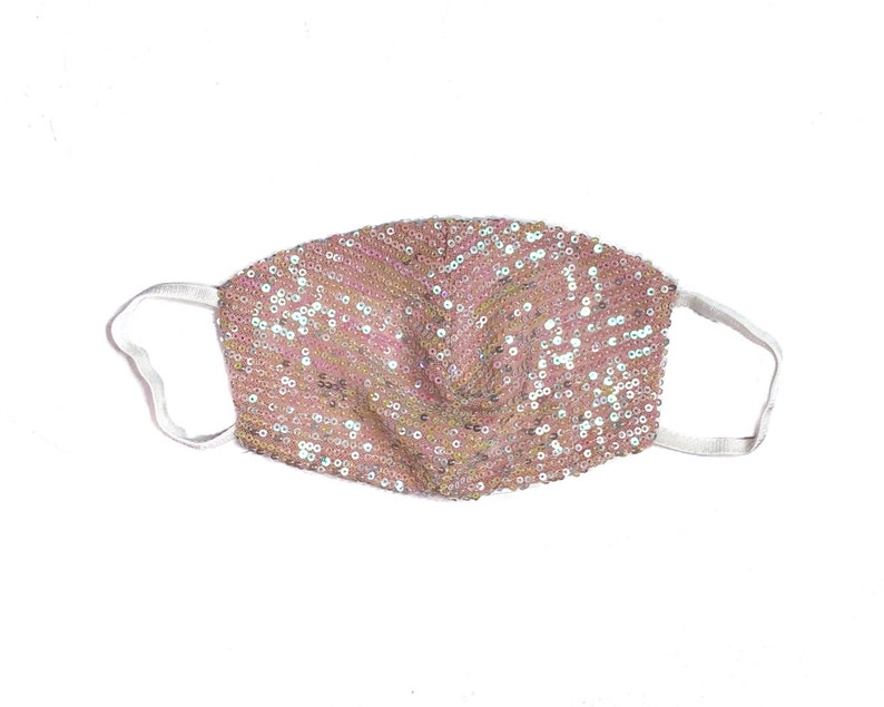 Blush Pink Iridescent Sequin Face Mask - Etsy