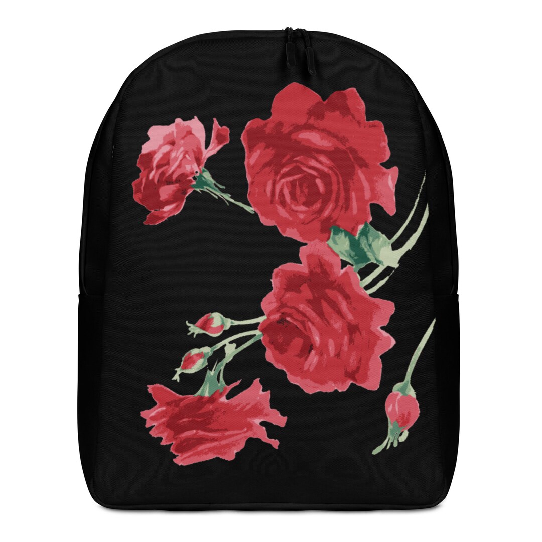 Red Rose (black Background) Backpack - Etsy