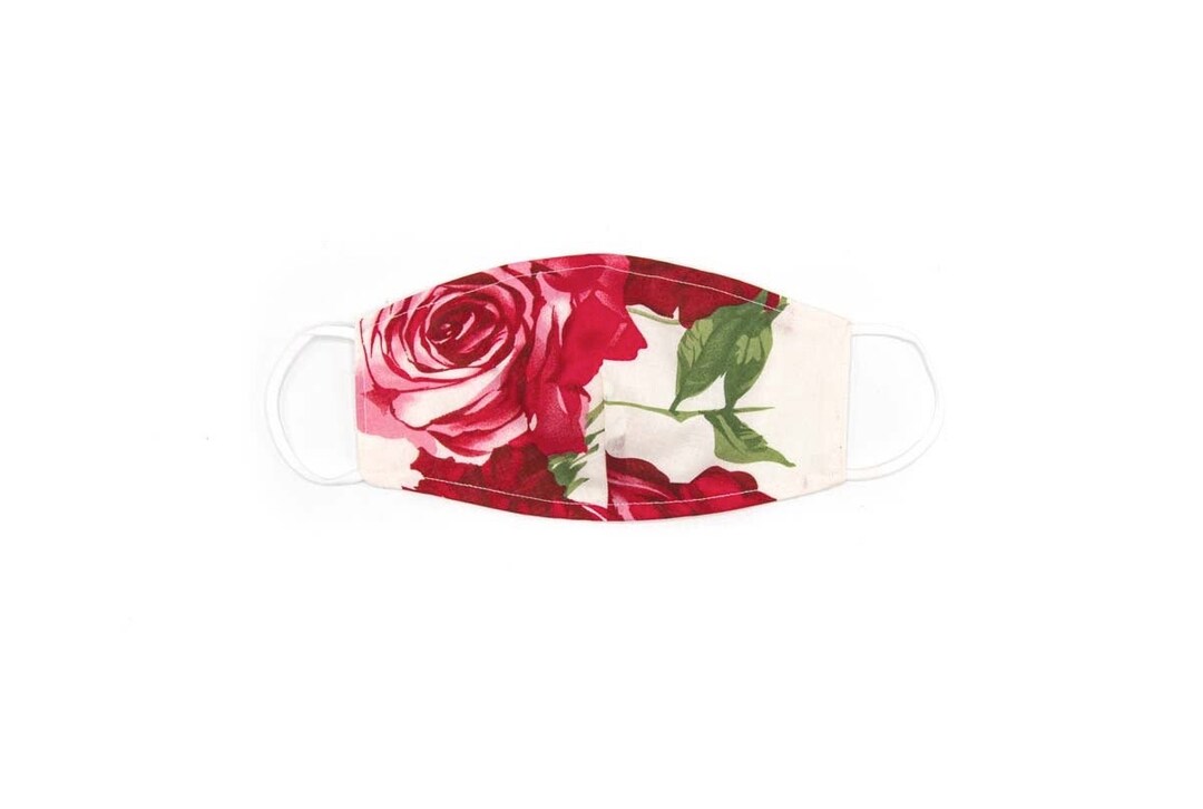 Red Rose Floral Face Mask (white Background) - Etsy