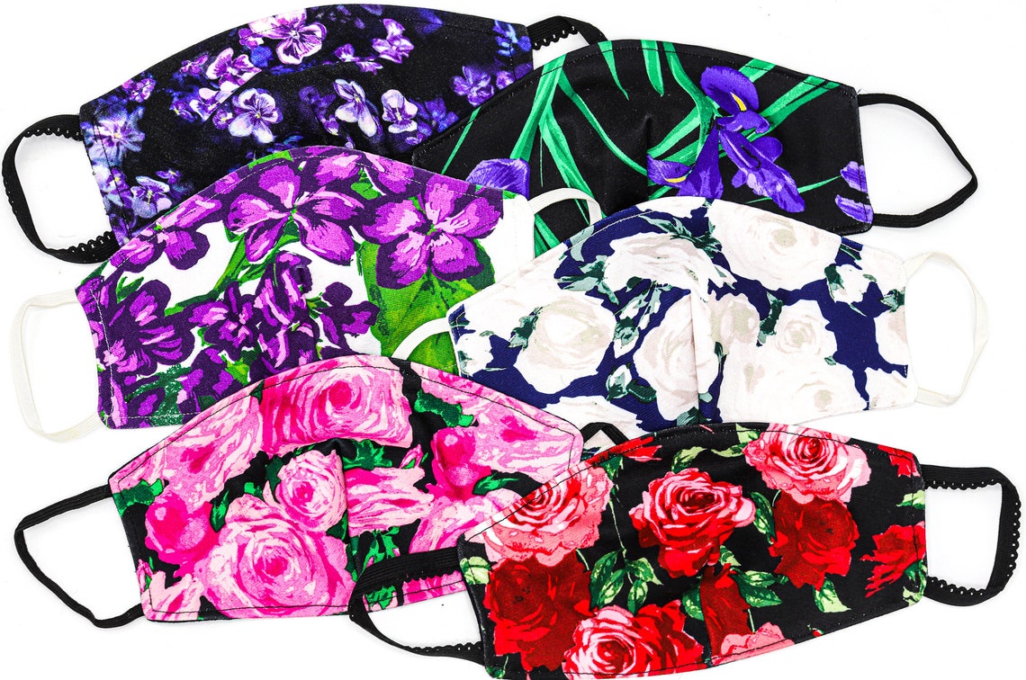 Violet Floral Face Mask - Etsy