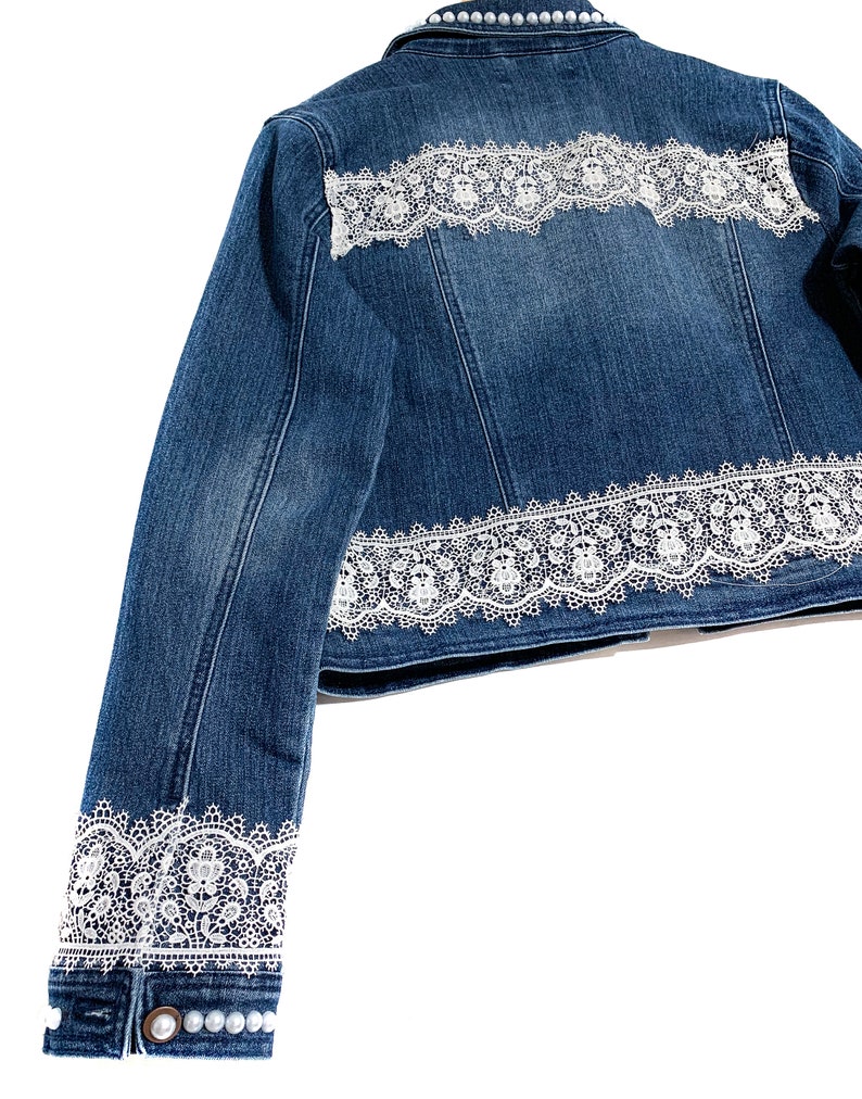 Bridal Lace Jean Jacket Etsy