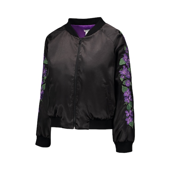 Violet Embroidered Reversible Bomber Jacket - Etsy Canada