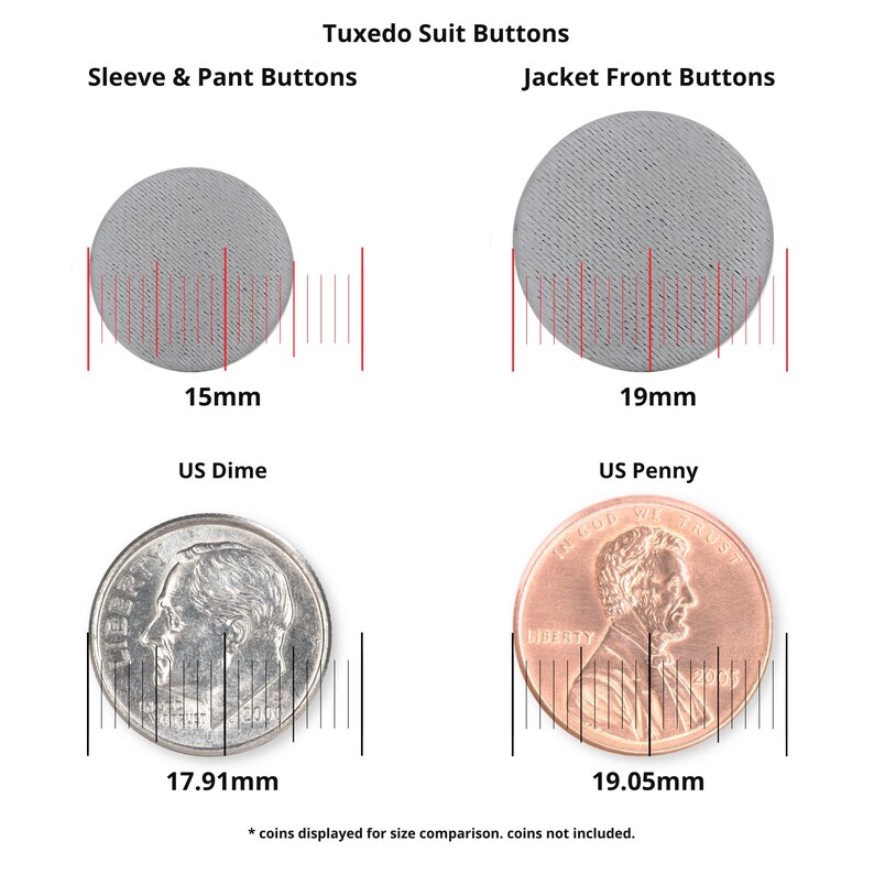 Tuxedo Suit Buttons, Gray Satin, Handmade Using Button Mold Press ...