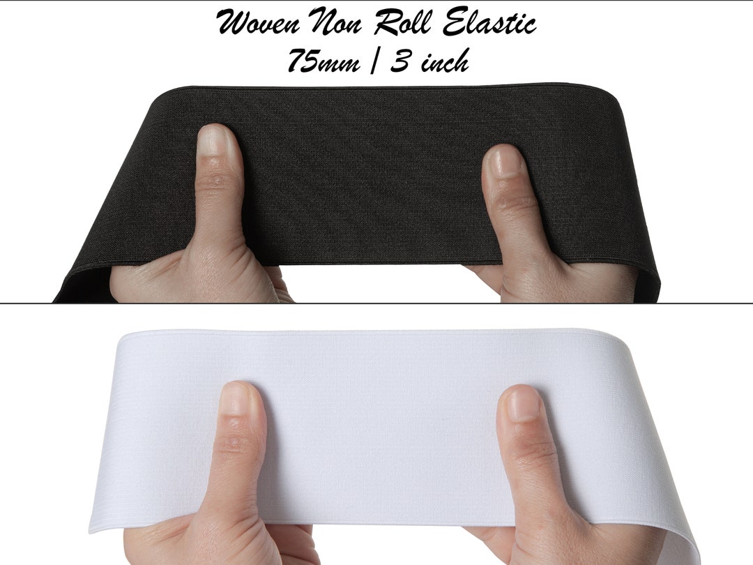 75mm / 3 Inch Wide Elastic for Sewing, Woven No Roll Waistband Elastic ...