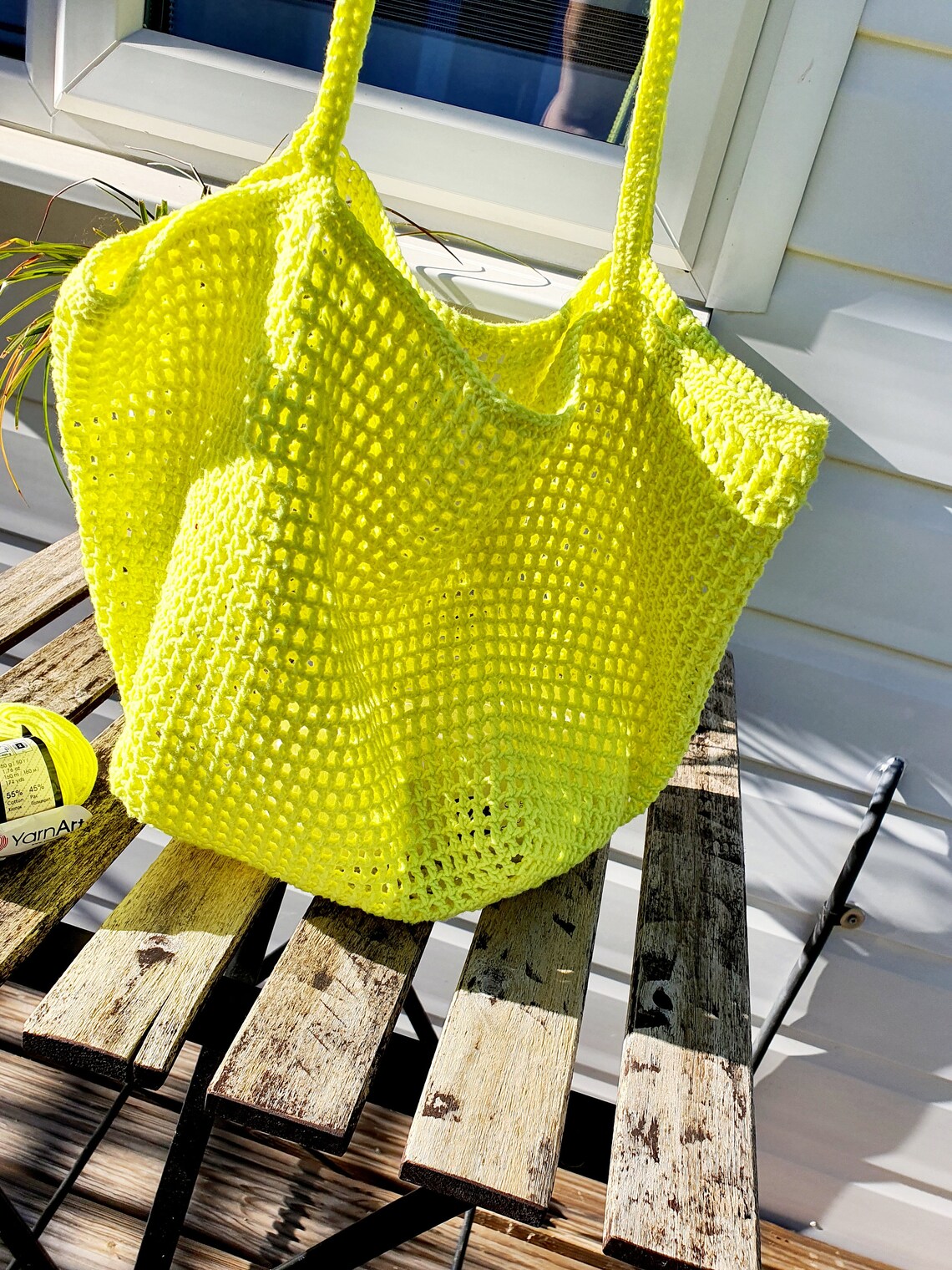 Neon Yellow Bag, Handmade Bag, Crochet Bag, Shoulder Bag, Everyday Bag ...